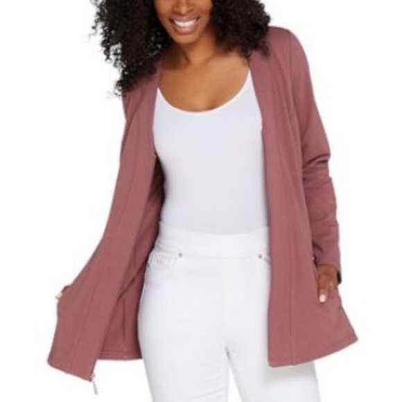 Denim&Co | Jackets & Coats | Denimco French Terry Zip Front Fit Flare ...